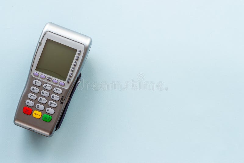 Pos Credit Card Terminal, Top View. Payment Transactions Concept Stock ...