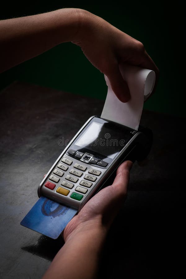 POS and credit cards stock photo. Image of swipe, hand - 67972756