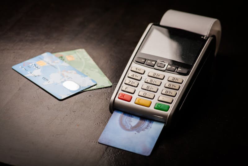 POS and credit cards stock image. Image of hand, payment - 68962029