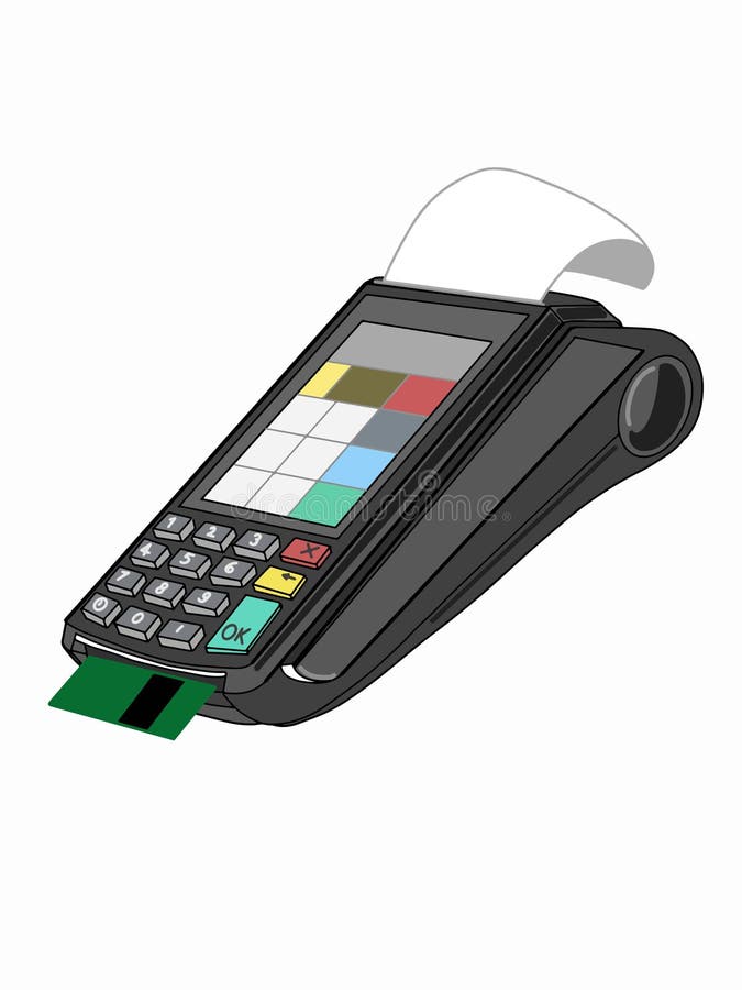 POS Device Illustration Icon and Holding Hand Credit Card Stock ...
