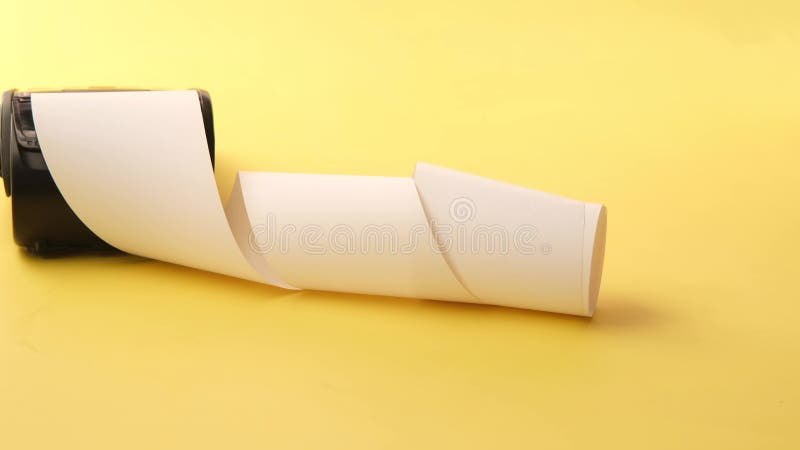POS Machine and Long Roll Paper on Blue . Stock Footage - Video of ...