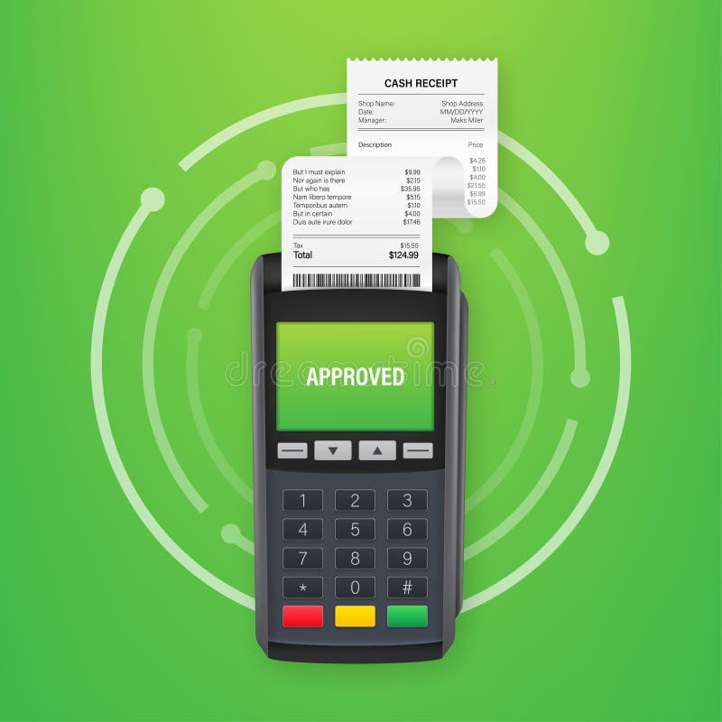 POS Payment Terminal. Approved Payment. Vector Stock Illustration ...