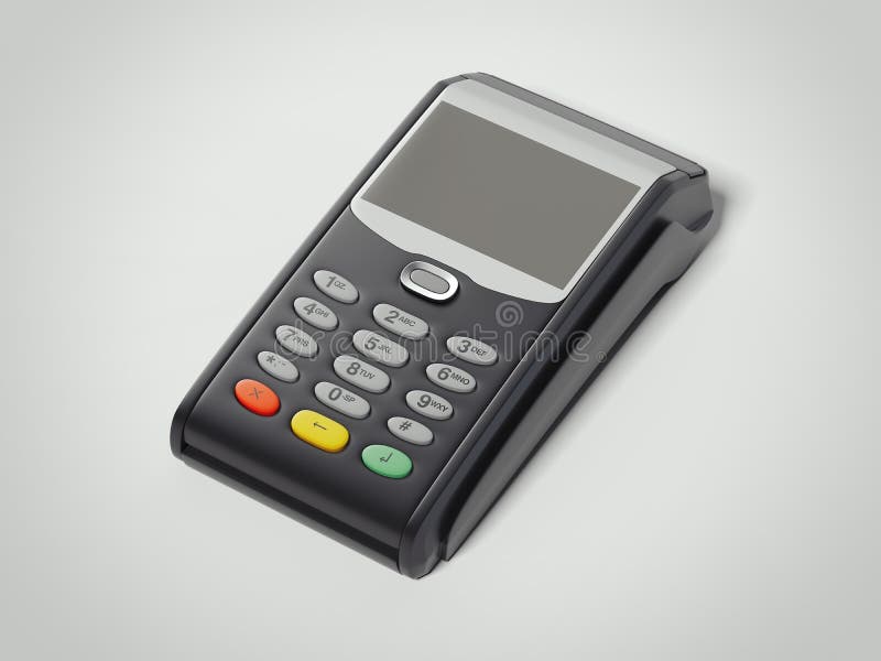POS Portable Credit Card Machine with Credit Card. 3d Rendering Stock ...