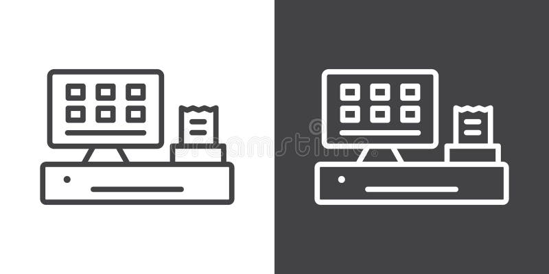 POS System Icon Flat Vector Set Outline Stock Illustration ...