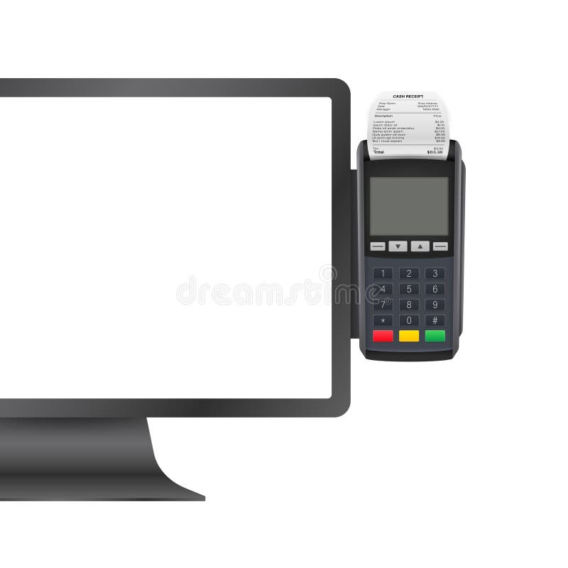 Pos Tablet Computers, Cash Register Equipments. Business Vector Icon ...