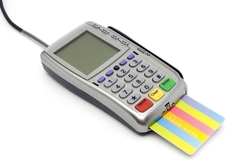 POS-terminal with Card Inserted Stock Image - Image of reader, clear ...