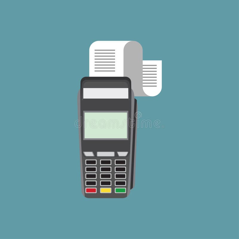 POS Terminal with Check. Flat Design. Vector Illustration. Stock Vector ...