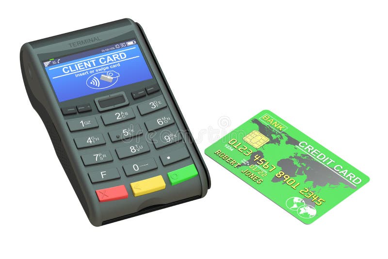 POS Terminal and Credit Card Stock Illustration - Illustration of ...
