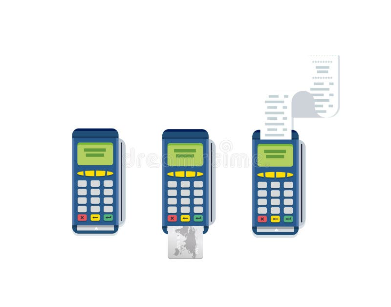 POS Terminal and Credit Card Processing - Illustration in Flat Style ...