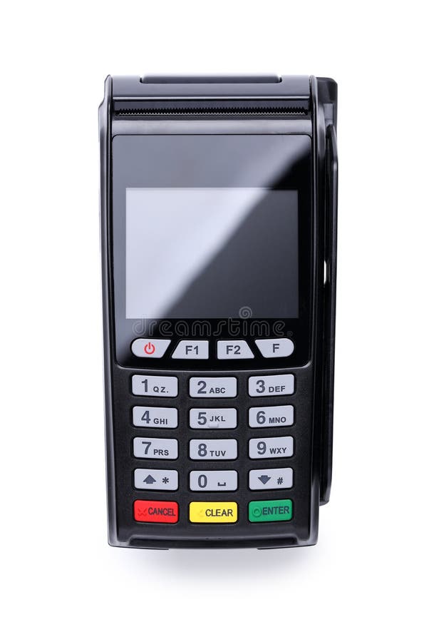 Pos Terminal Device for Reading Banking Cards Isolated on White ...