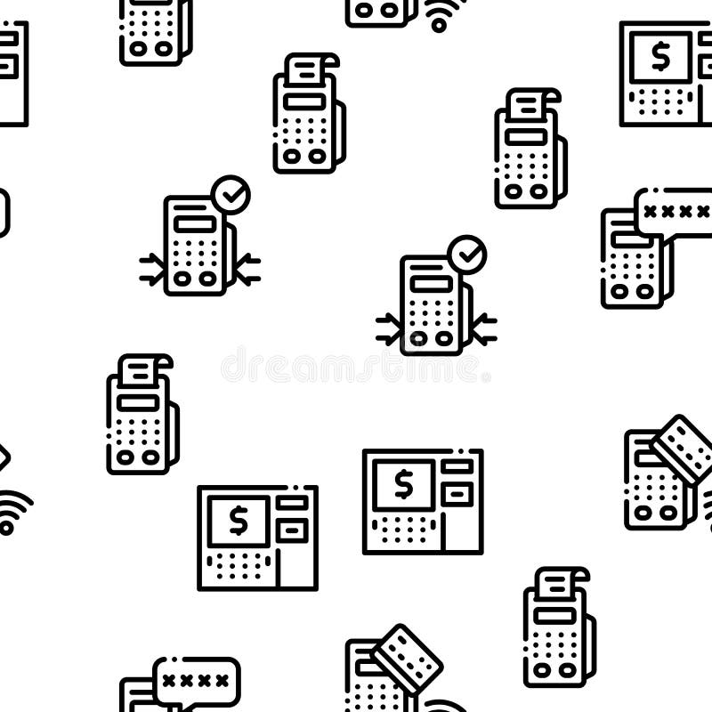 Pos Terminal Device Seamless Pattern Vector Stock Vector - Illustration ...