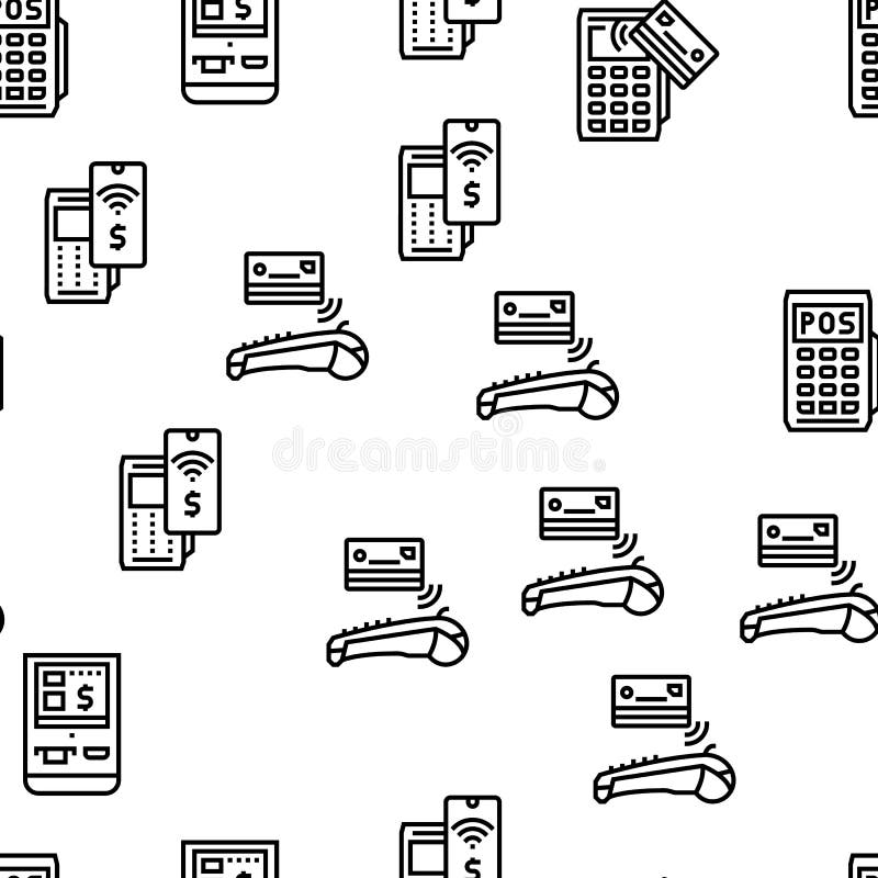 Pos Terminal Device Vector Seamless Pattern Stock Vector - Illustration ...