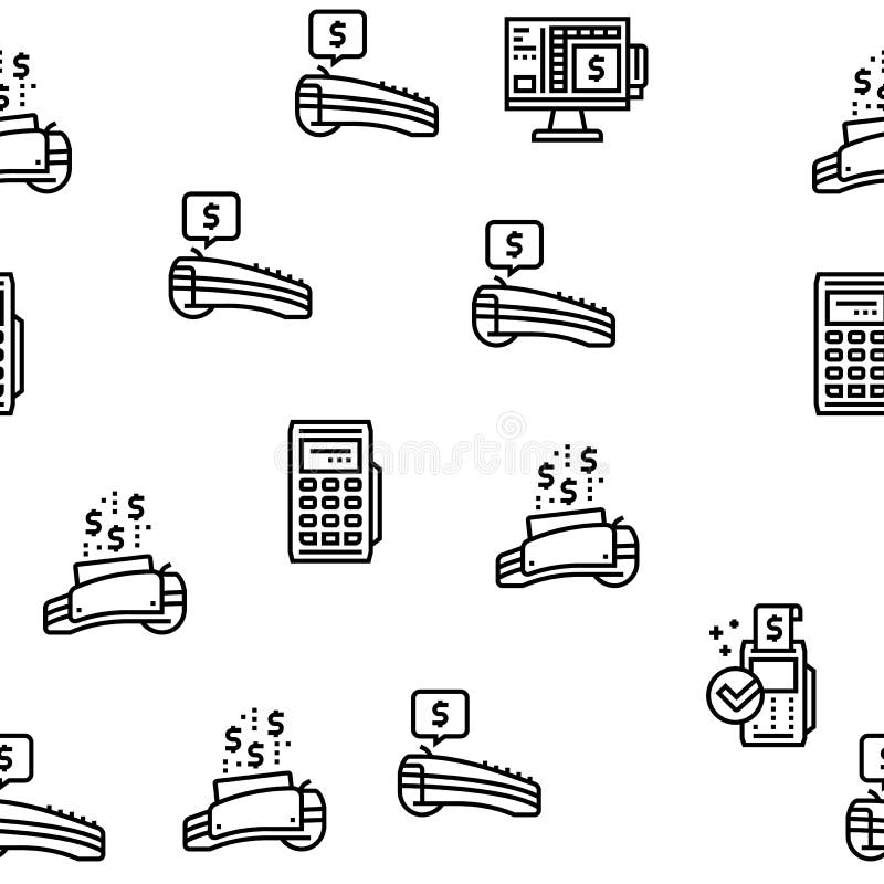 Pos Terminal Device Vector Seamless Pattern Stock Vector - Illustration ...