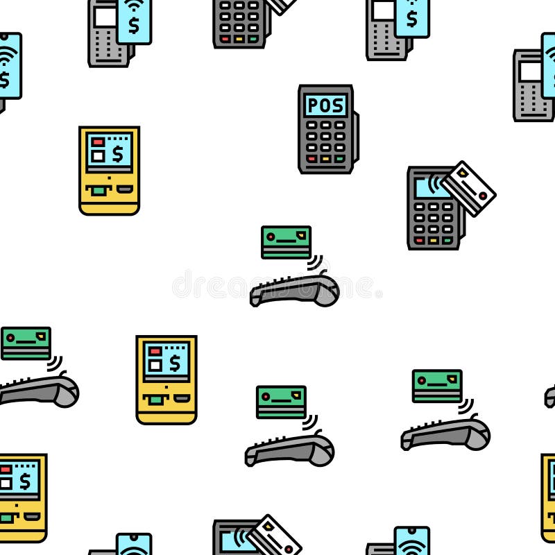 Pos Terminal Device Vector Seamless Pattern Stock Illustration ...