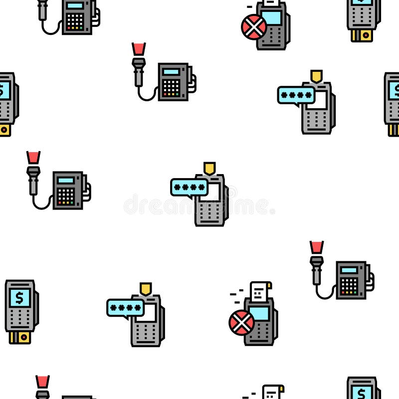 Pos Terminal Device Vector Seamless Pattern Stock Vector - Illustration ...