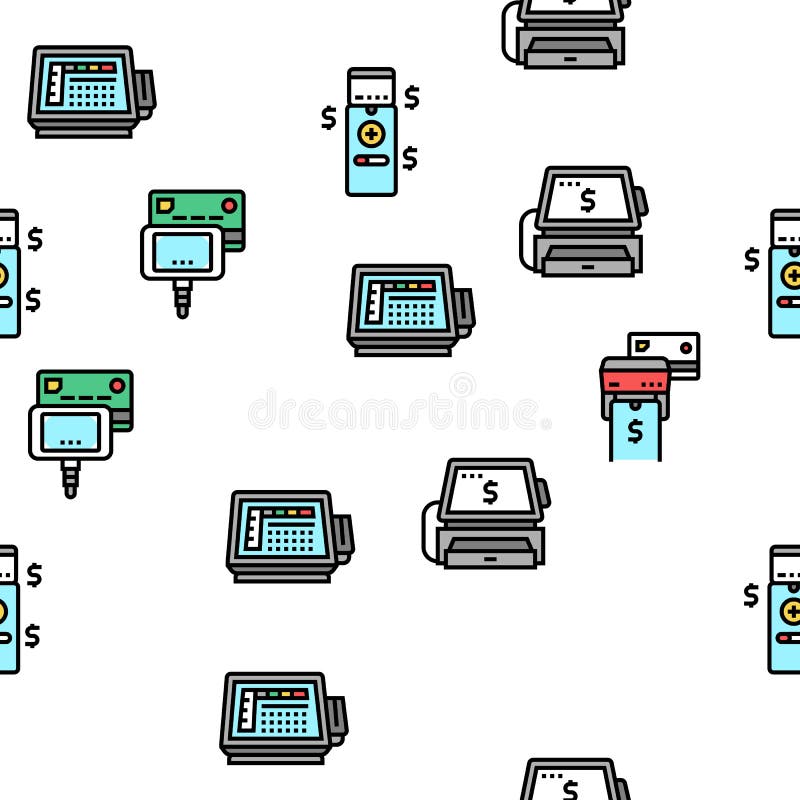 Pos Terminal Device Vector Seamless Pattern Stock Vector - Illustration ...