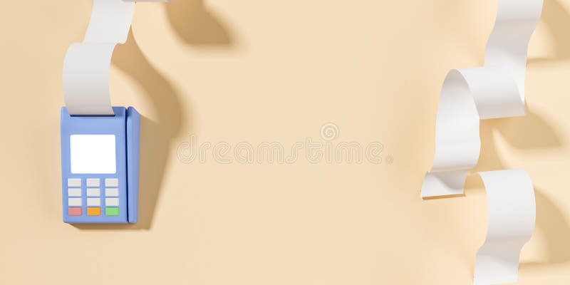 POS Terminal Empty Blank Display with Long Check Stock Illustration ...