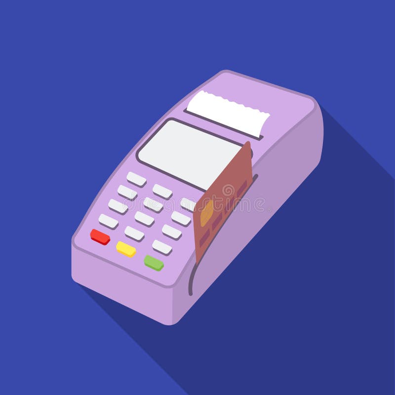 POS Terminal Icon in Flat Style Isolated on White Background. E ...