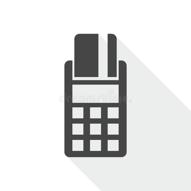 POS Terminal Icon with Long Shadow Stock Vector - Illustration of ...