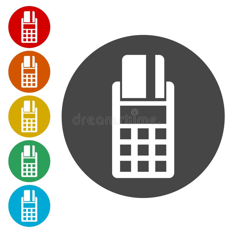 POS terminal icons set stock vector. Illustration of concept - 136160432