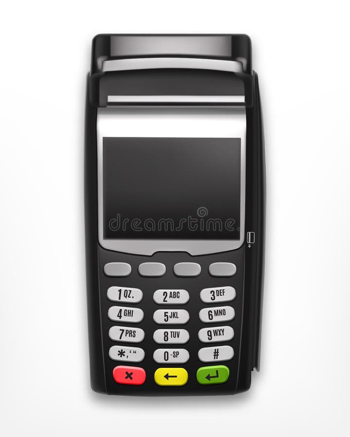 POS Terminal on white stock vector. Illustration of checkout - 131685700