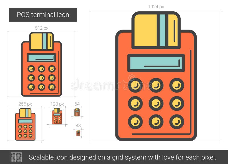 POS terminal line icon. stock vector. Illustration of financial - 95107273