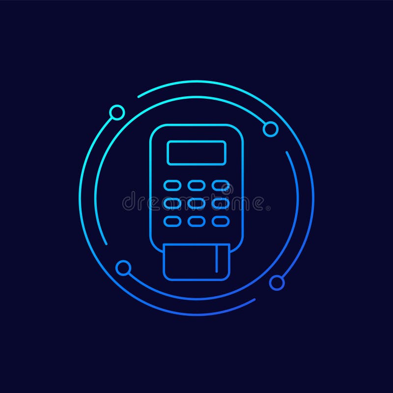 Pos Terminal Payment Icon, Linear Design Stock Vector - Illustration of ...