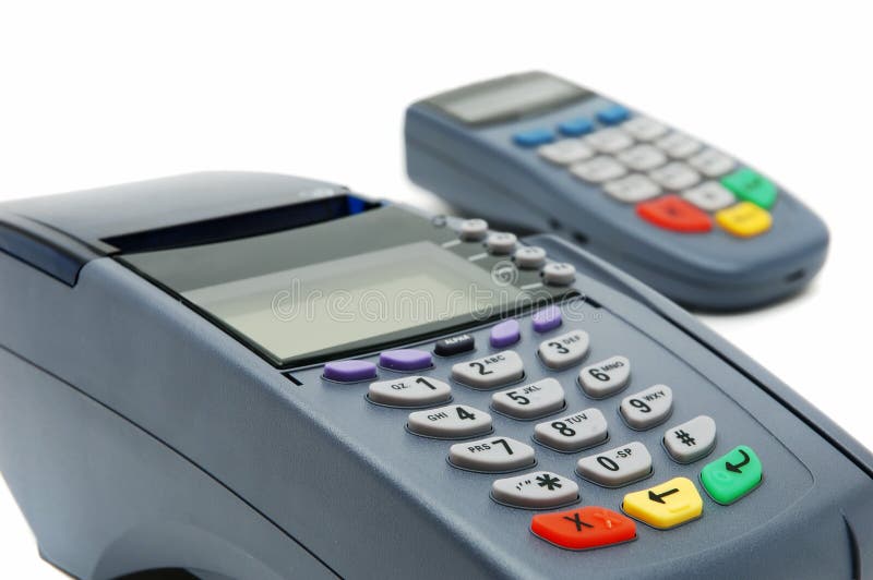 POS-terminal with PIN-pad stock image. Image of card - 12302683
