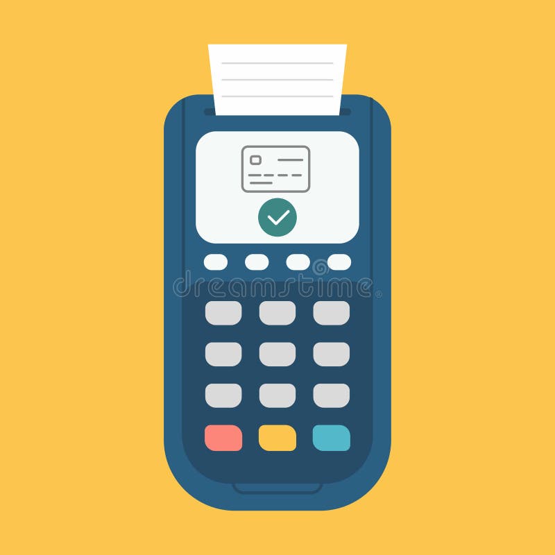 POS Terminal with Receipt and Bank Card Icon. Approved Payment Stock ...