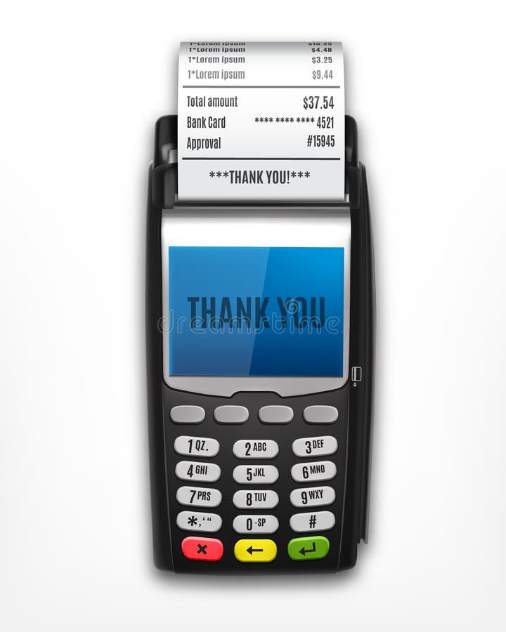 POS Terminal with receipt stock vector. Illustration of currency ...