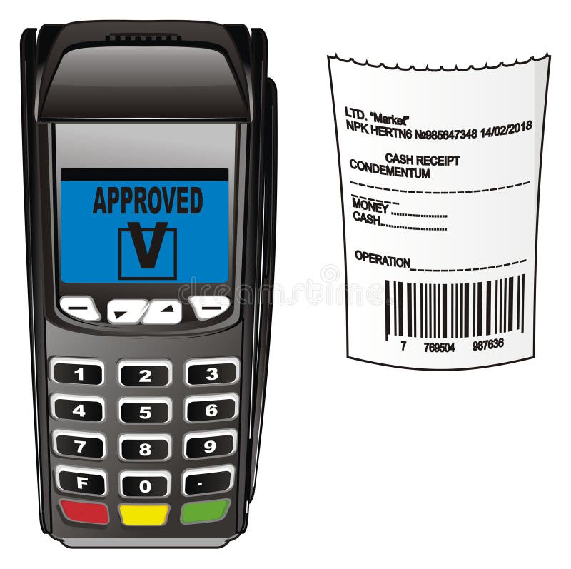 POS Terminal and Approved Sign Stock Illustration - Illustration of ...