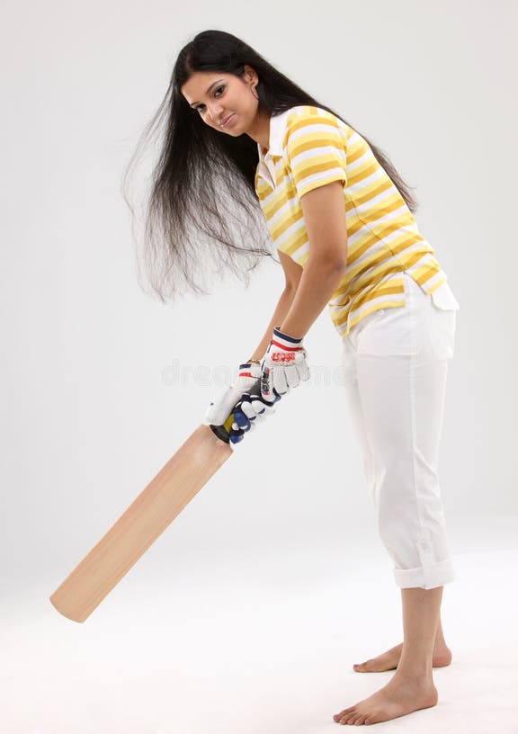 Pose Girl Playing with the Bat Stock Image - Image of shirt, colors ...