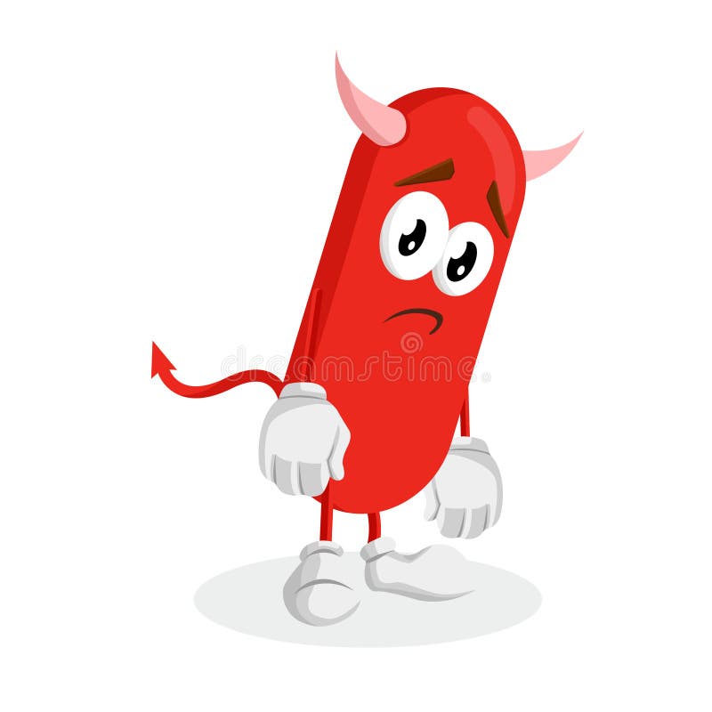 Pose Triste Da Mascote E Do Fundo Do Diabo Ilustração do Vetor ...