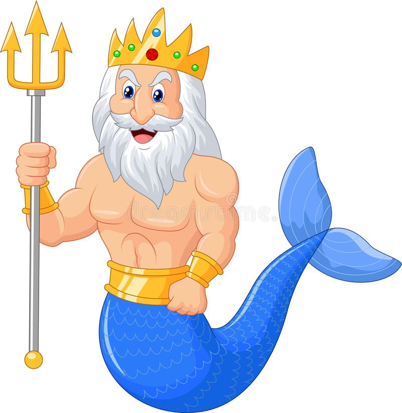 Cute Poseidon stock vector. Illustration of vector, cute - 19739426