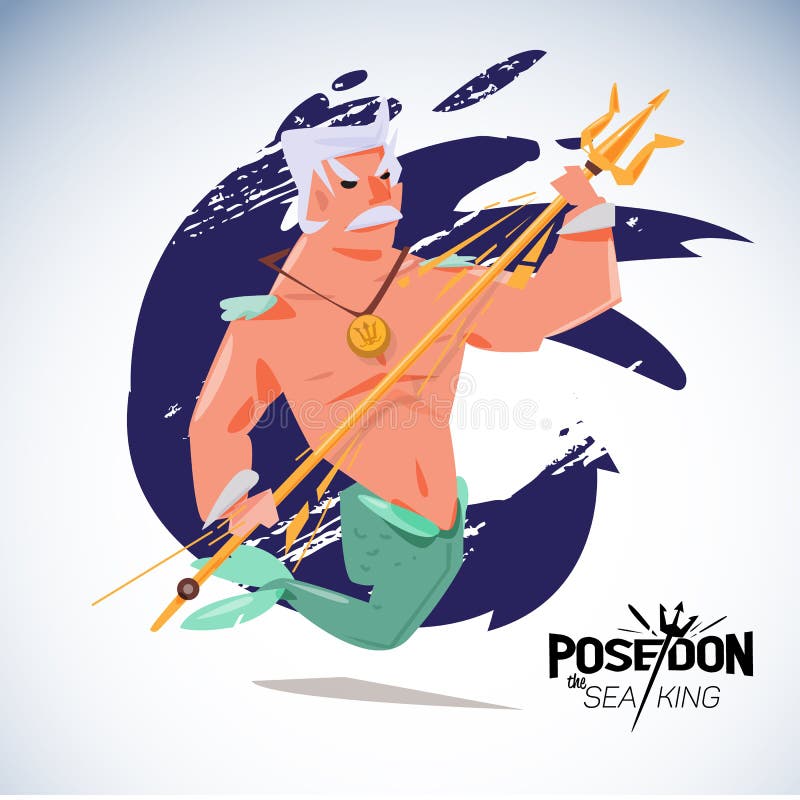 Poseidon. Character Design with Typographic - Vector Stock Vector ...