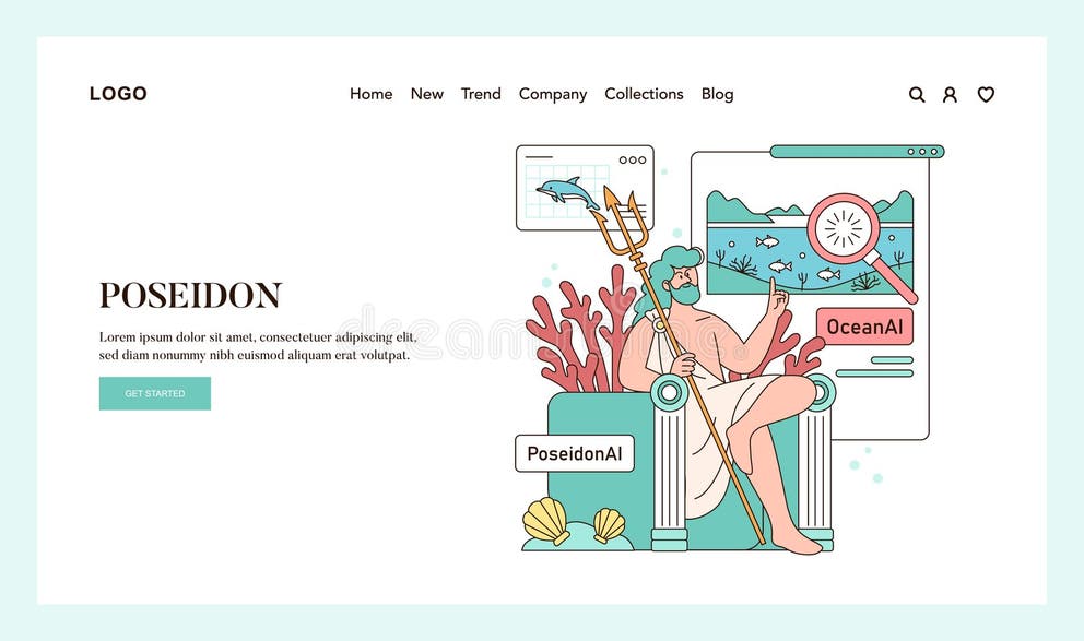 Olympic Gods Synergy AI. Flat Stock Vector - Illustration of fish ...