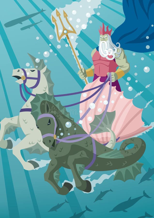 Poseidon stock vector. Illustration of dolphin, greece - 94368213