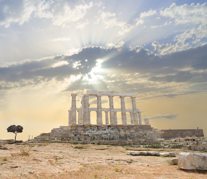 Poseidon Temple - side stock photo. Image of columns, history - 3086710