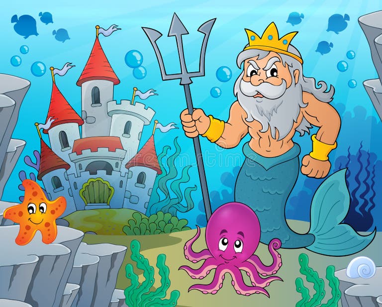 Poseidon theme image 3 stock vector. Illustration of artwork - 91244244