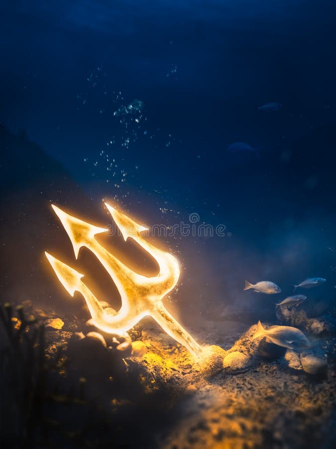 Trident Poseidon With Lighting Poseidon Trident Of Ukrainian Emblem M