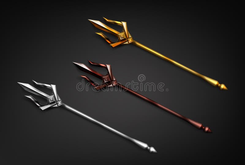 Poseidon Tridents, Marine God Neptune Weapons Set Stock Vector ... Poseidon Tridents, Marine God Neptune Weapons Set Stock Vector ...