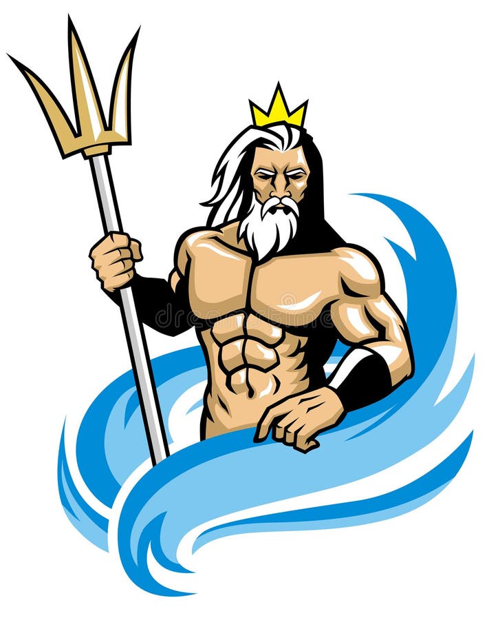 Poseidon stock vector. Illustration of powerful, wave - 45673507