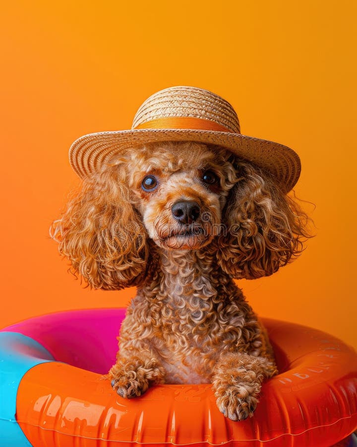 A Posh Poodle Floating in Style Stock Photo - Image of adorable ...