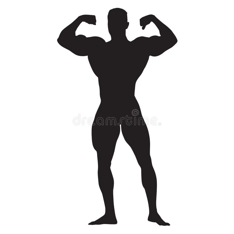 Posing Bodybuilder Front View, Standing Man Stock Vector - Illustration ...