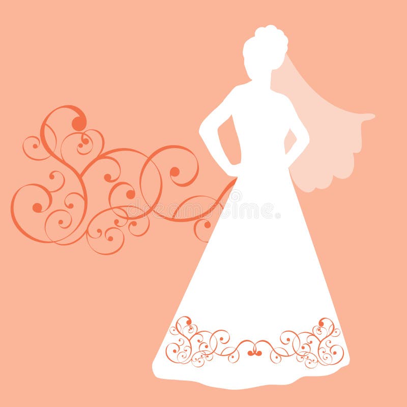 Vector bride in pink stock vector. Illustration of brown - 2362617