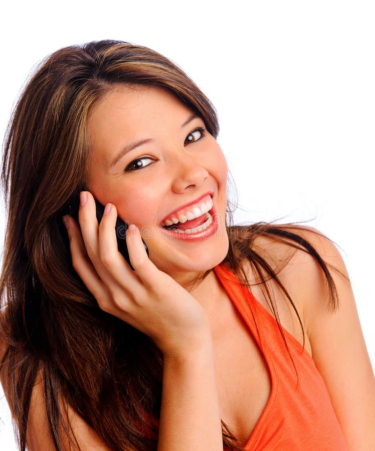 Posing cell phone girl stock photo. Image of speaking - 17324302