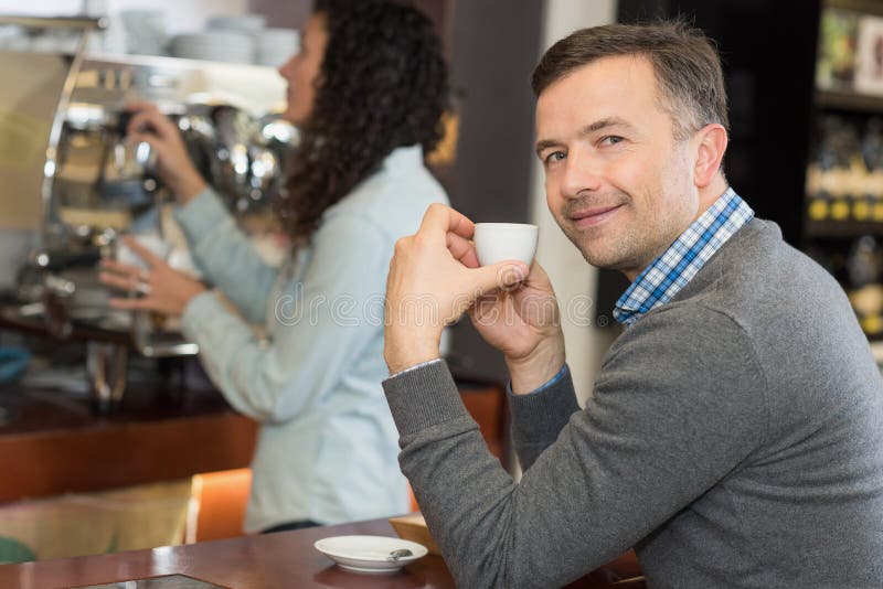 Posing with cup coffee stock photo. Image of artisan - 84758064