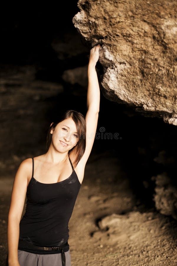 Posing female climber stock photo. Image of vertical - 20807088