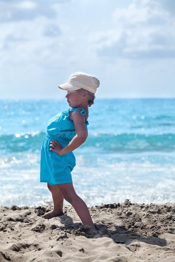 Posing Small Child on Sandy Sea Beach Stock Photo - Image of healthy ...