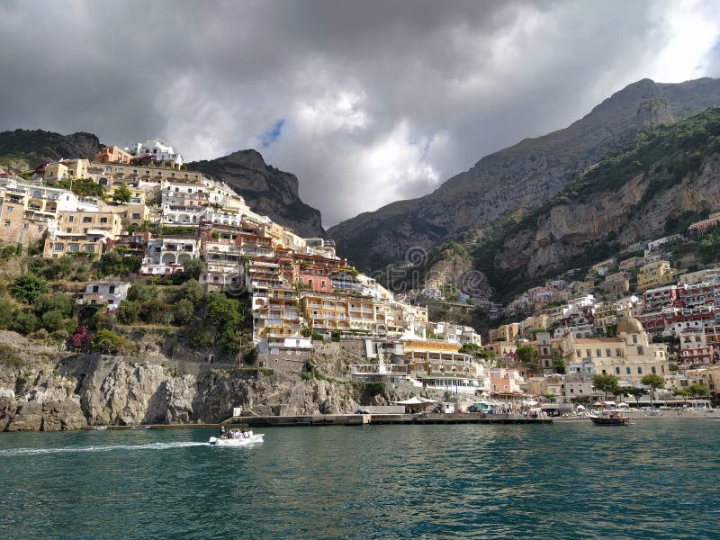 Positano Coast in Naples,Italy Stock Image - Image of naples, pier ...